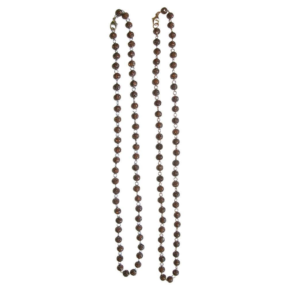 Pave Diamond Ball Chain Neckalce Made in 14k Yellow Gold For Sale at ...