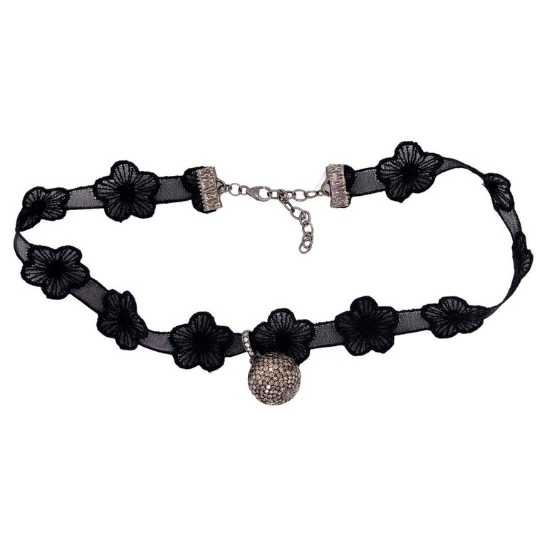 Pave Diamond Ball Choker Necklace For Sale at 1stDibs