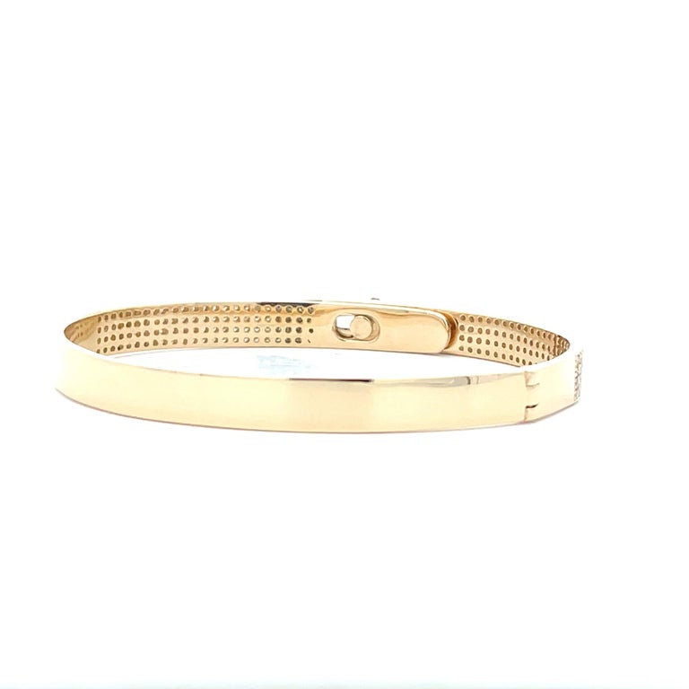 Pave Diamond Cluster Flexible Twist-Lock Bangle in 14k Solid Gold For ...