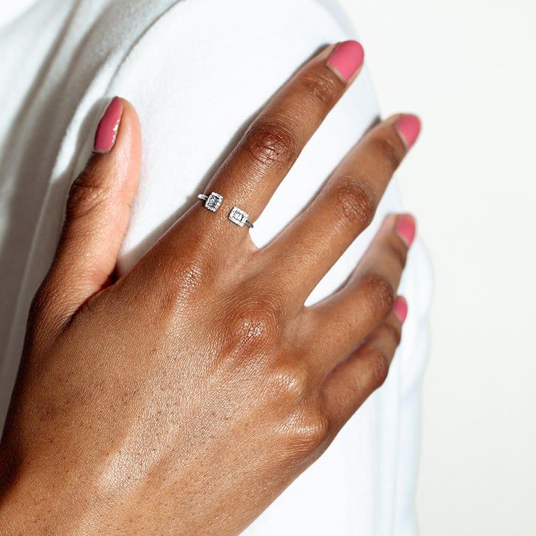 Luxle Pave Diamond Cuff Ring in 18 Karat White Gold For Sale at 1stDibs