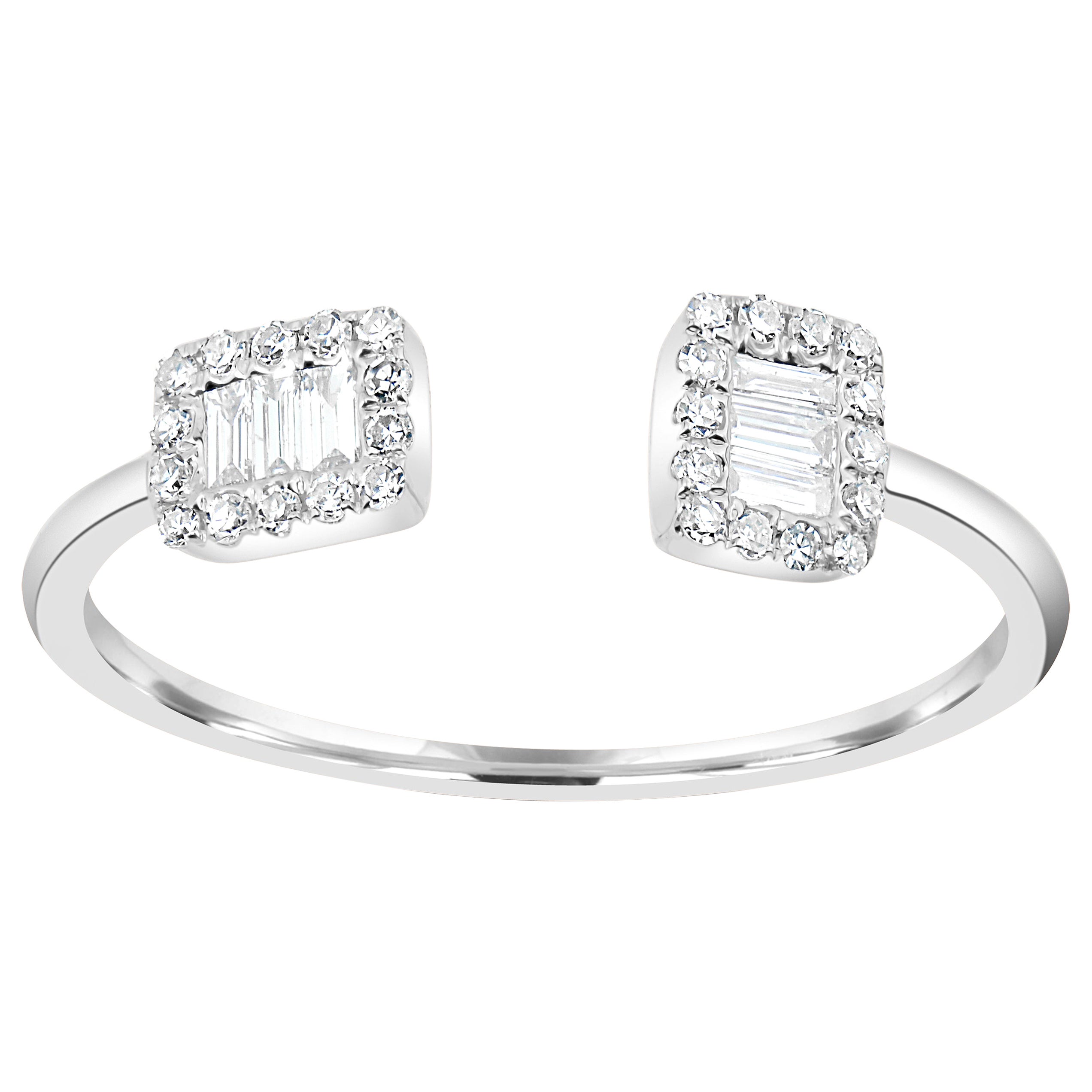 Black and White Diamond Pave Bypass Ring in 18 Karat White Gold For ...