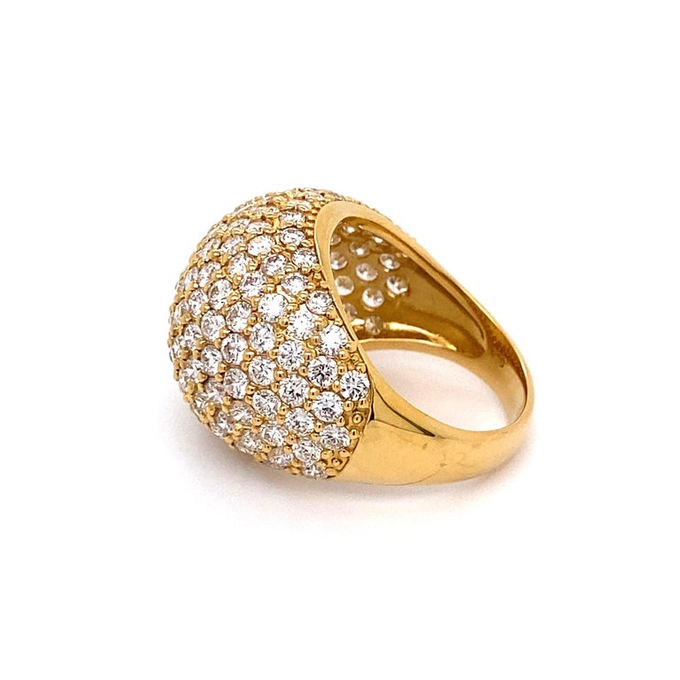 Pave Diamond Gold Dome Band Ring Estate Fine Jewelry For Sale at 1stDibs