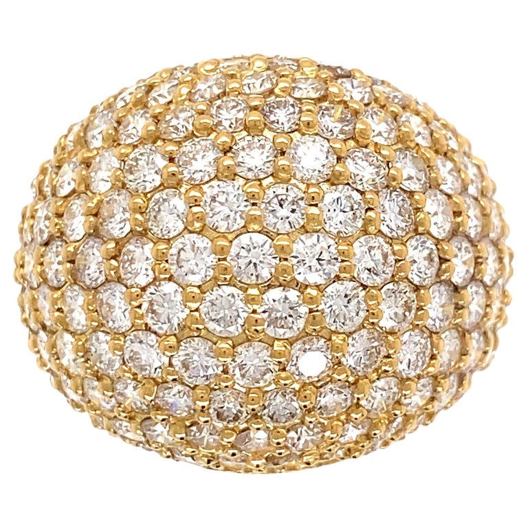 Pave Diamond Gold Dome Band Ring Estate Fine Jewelry For Sale at 1stDibs