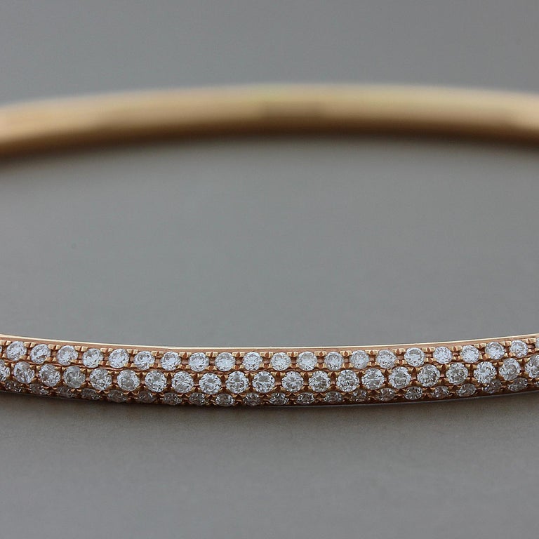 Pave Diamond Gold Eternity Bangle For Sale at 1stDibs