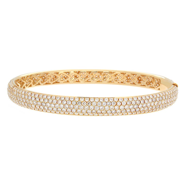 Pave Diamond Gold Eternity Bracelet at 1stDibs
