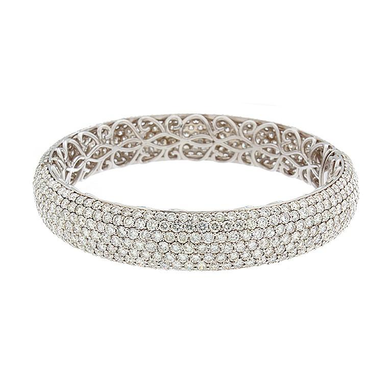 Emerald Diamond Gold Eternity Bangle For Sale at 1stDibs