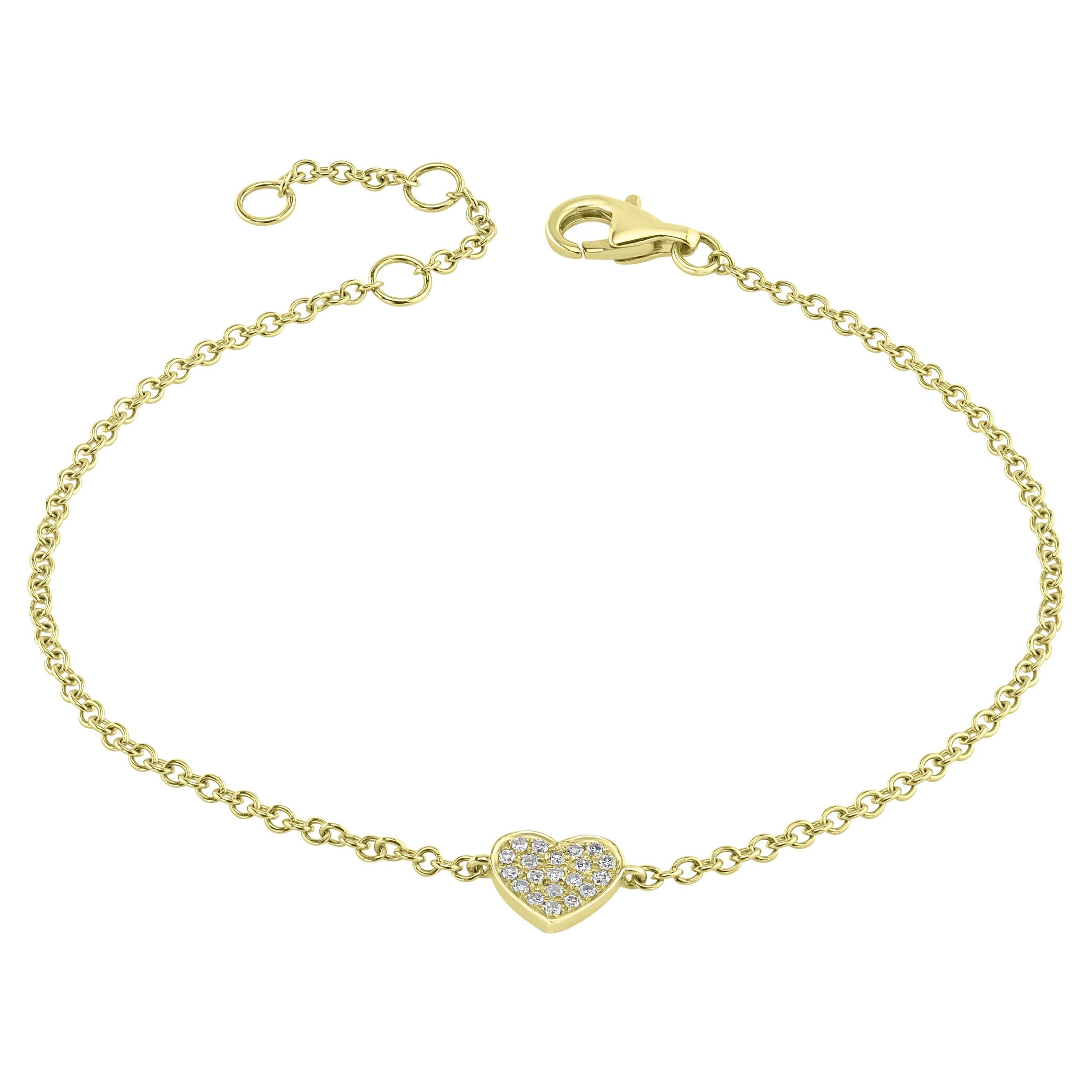 Fope Diamond Heart Bracelet 18 Karat Yellow Gold For Sale at 1stDibs