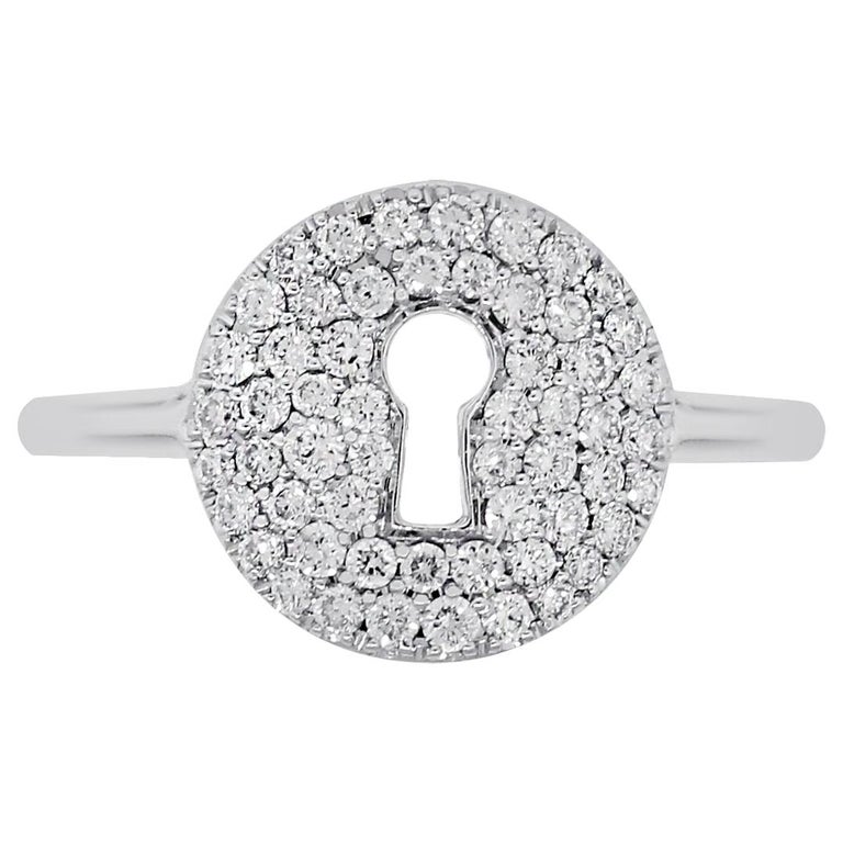 Pave Diamond Key Hole Ring For Sale at 1stDibs