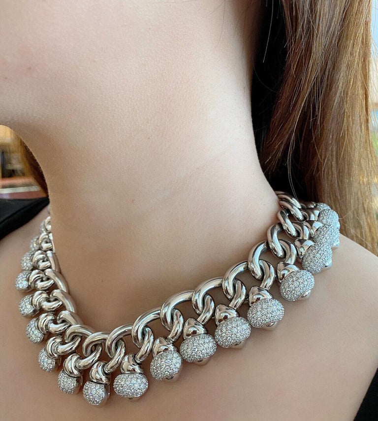Pave Diamond Link Collar Necklace 33.00cttw 278 Grams 18k White Gold ...