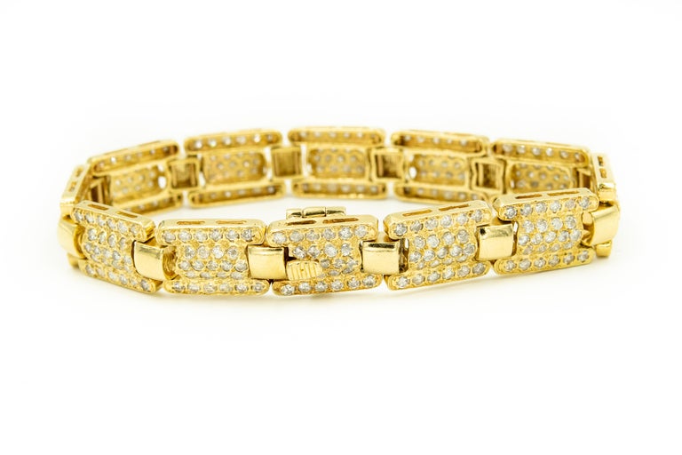 Pave Diamond Link Gold Bracelet For Sale at 1stDibs
