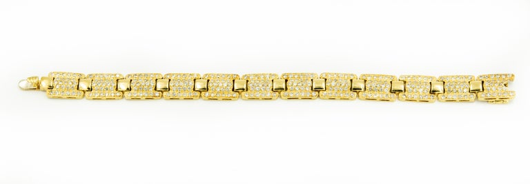 Pave Diamond Link Gold Bracelet For Sale at 1stDibs