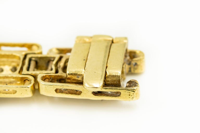Pave Diamond Link Gold Bracelet For Sale at 1stDibs