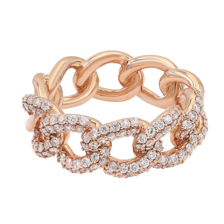 Pavé Diamond Link Ring 18K For Sale at 1stDibs
