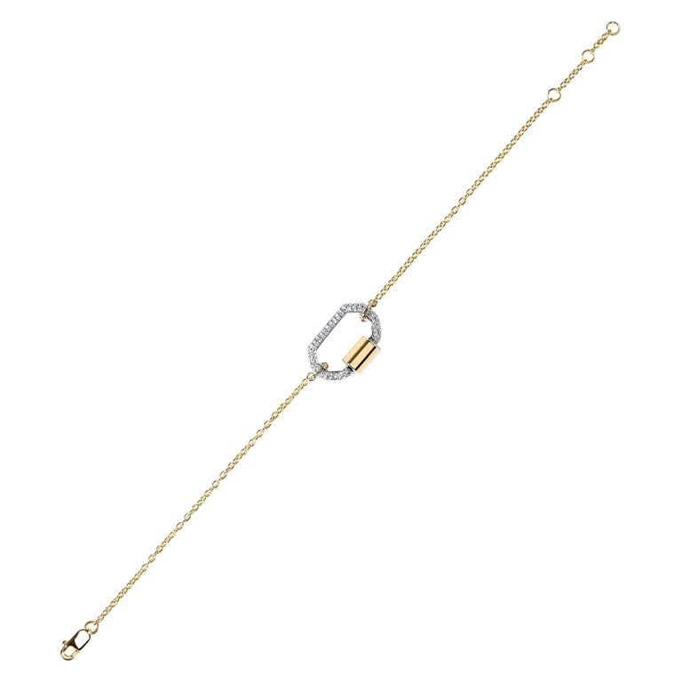 AS29 Pave Diamond Lock Bracelet in 18k Yellow Gold For Sale at 1stDibs