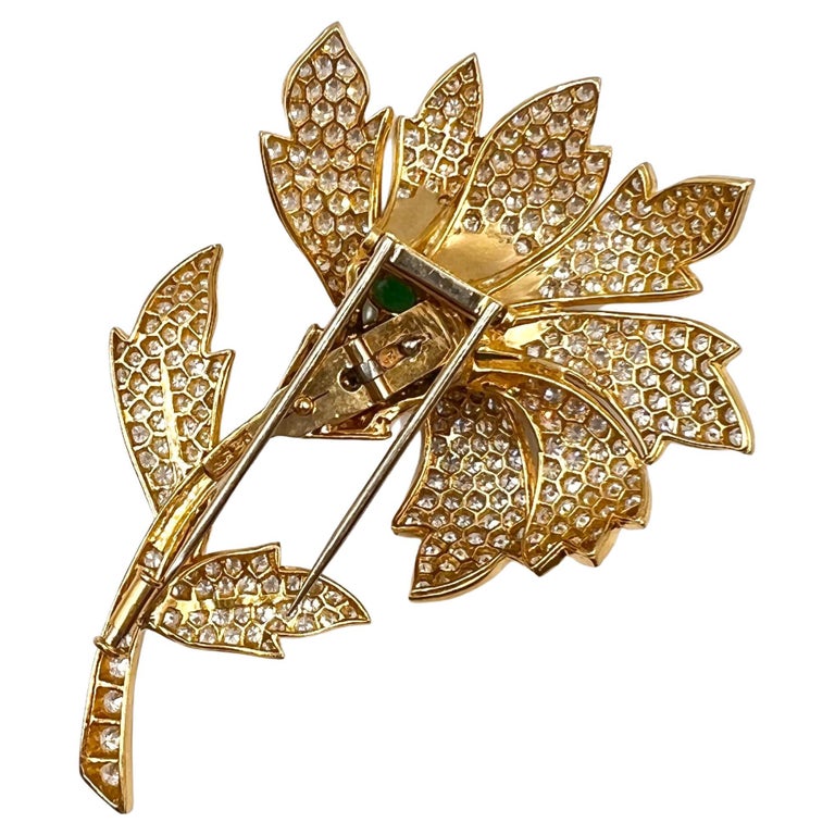 Pavé Diamond Multi-Gemstone Floral Brooch For Sale at 1stDibs