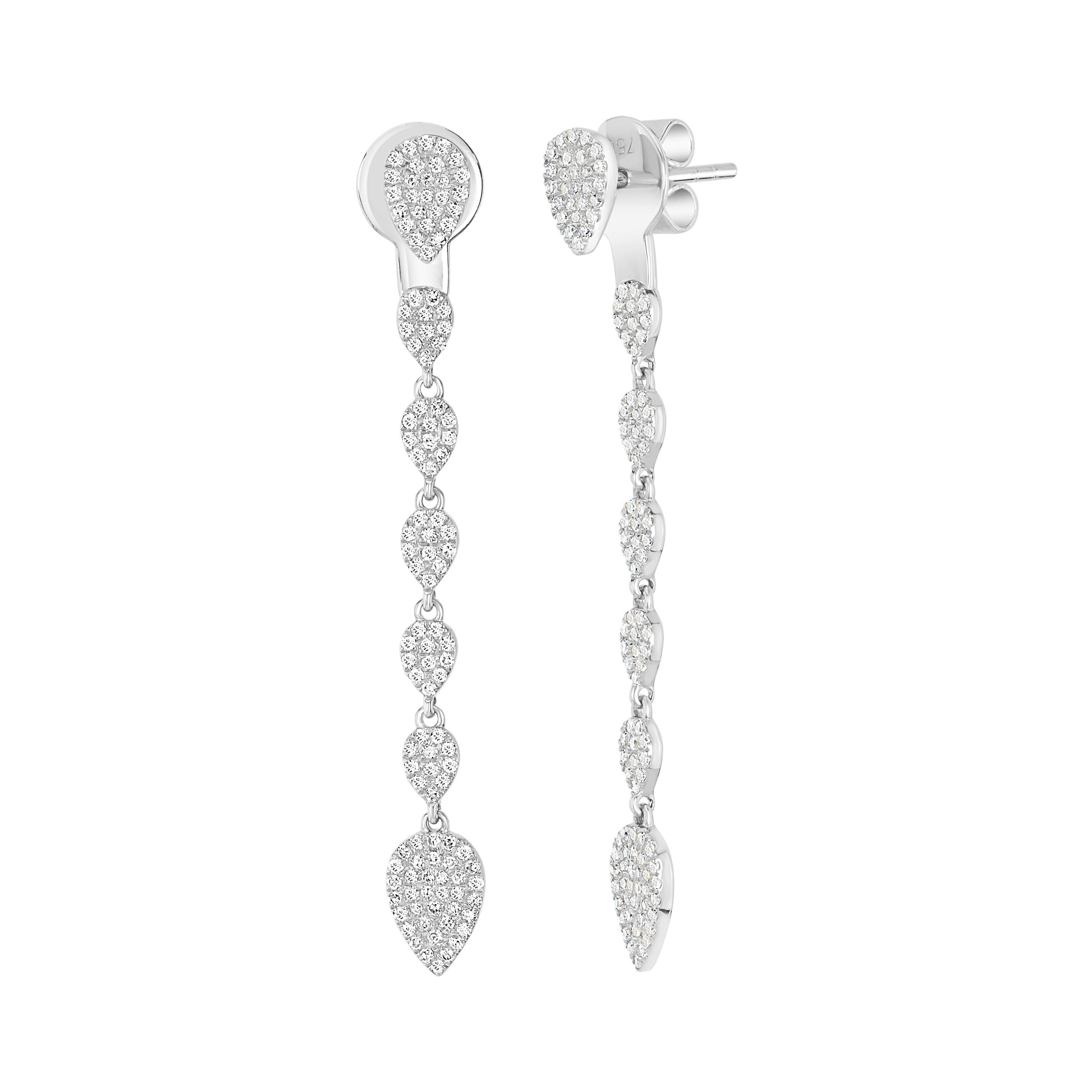 Pave Diamond Drop Earrings For Sale at 1stDibs | pave diamond dangle ...