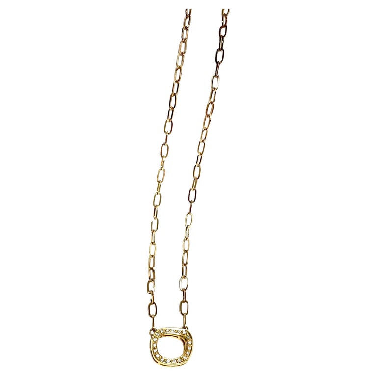 Pave Diamond Pendant with Gold Chain Necklace For Sale at 1stDibs
