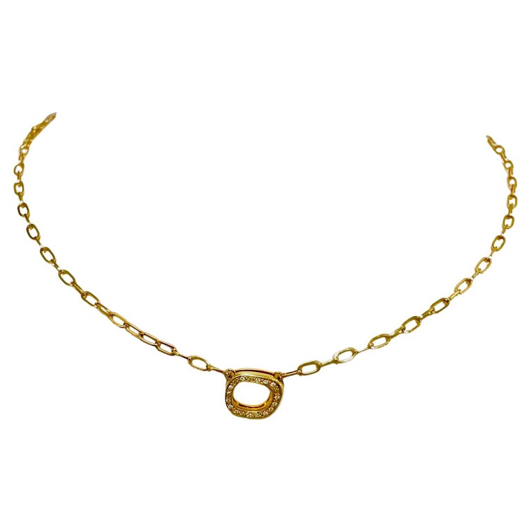 Pave Diamond Pendant with Gold Chain Necklace For Sale at 1stDibs