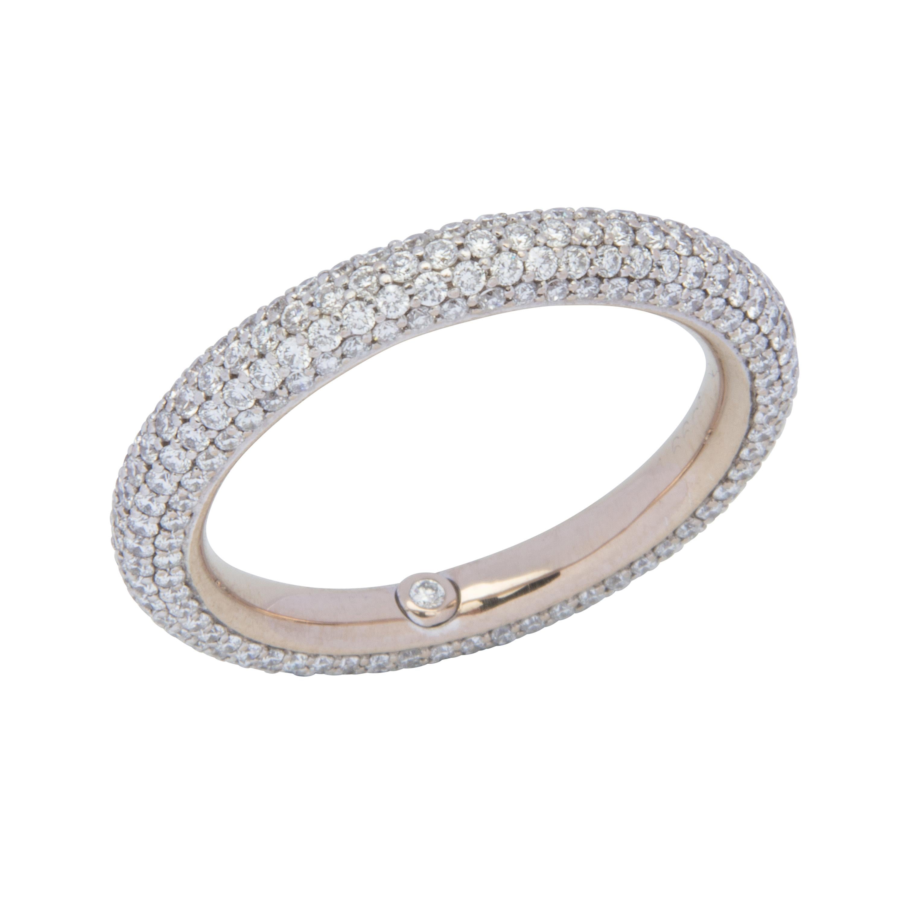 18 Karat Rose Gold Pave Diamond Ring For Sale at 1stDibs