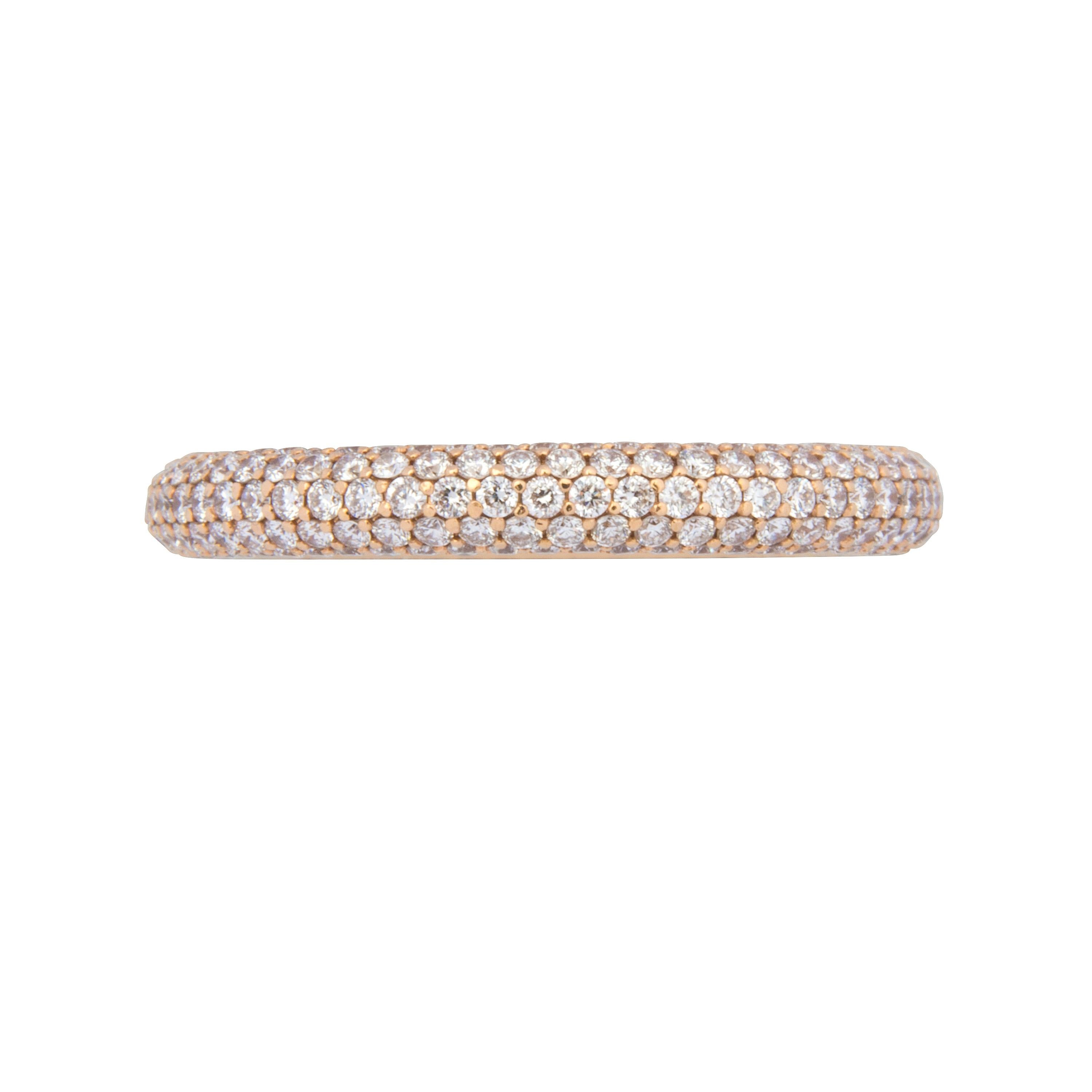 18 Karat Rose Gold Pave Diamond Ring For Sale at 1stDibs