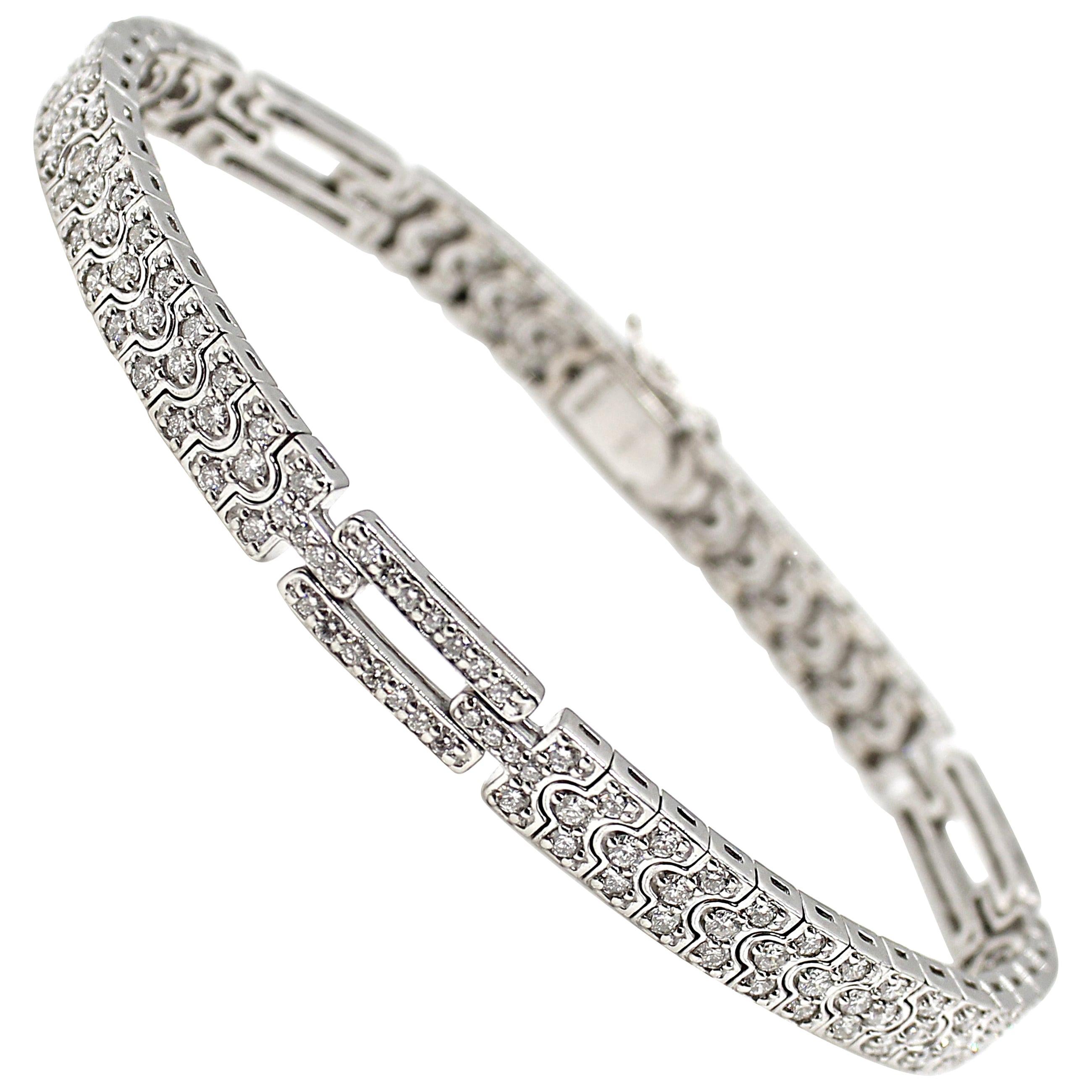 Pave Diamond Set Platinum Bracelet For Sale at 1stDibs