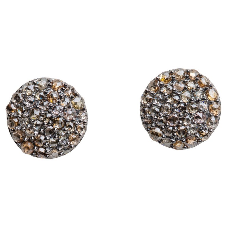 Pave` Diamond Stud Earrings For Sale at 1stDibs