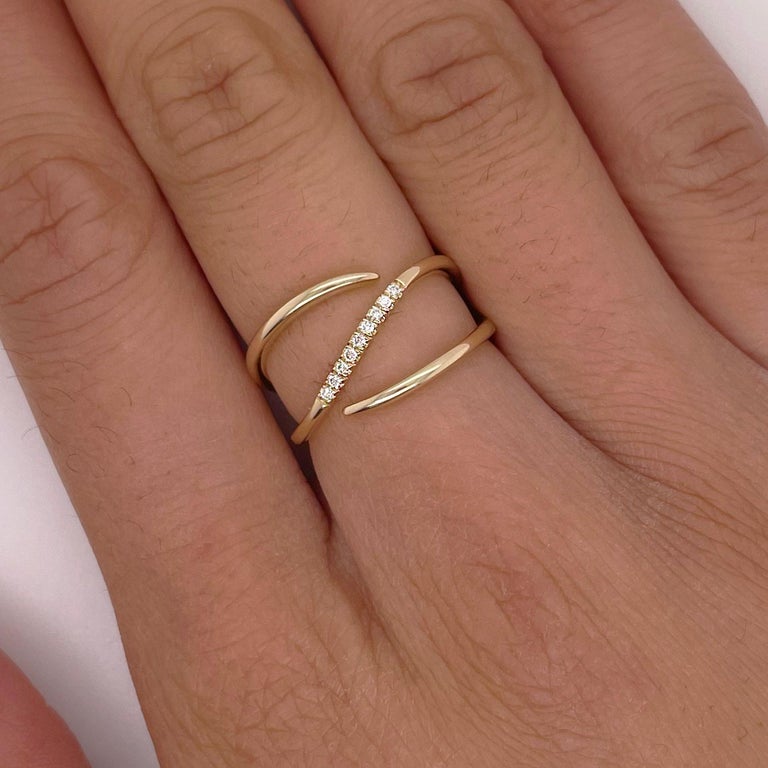 Customizable Pavé Diamond Wrap Ring, Yellow Gold, Split Shank For Sale ...