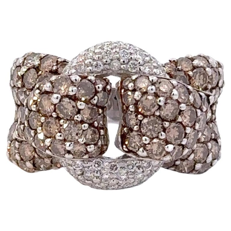 Pavé Ribbon Ring with Natural Brown and White Diamonds in 18 Karat ...