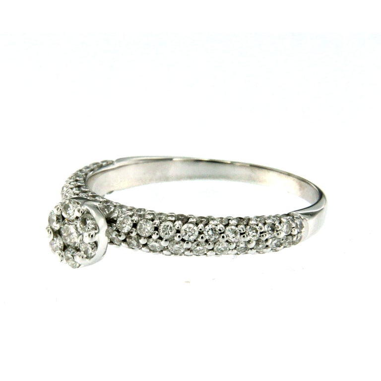 Pave Round Diamond Gold Ring at 1stDibs