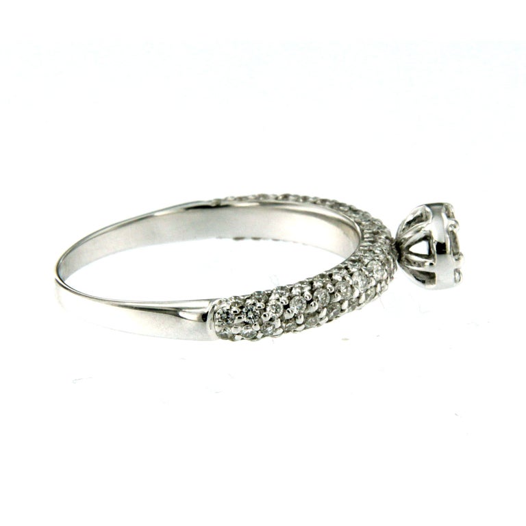 Pave Round Diamond Gold Ring at 1stDibs