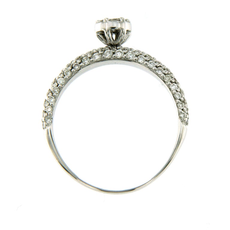 Pave Round Diamond Gold Ring at 1stDibs