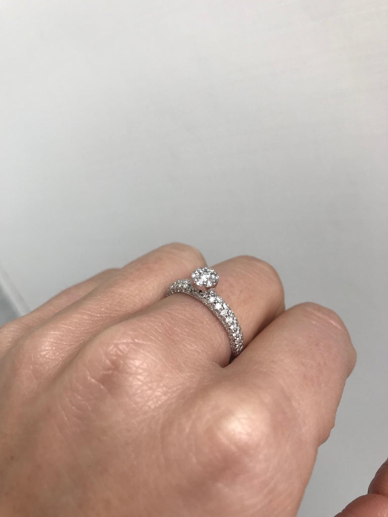 Pave Round Diamond Gold Ring at 1stDibs