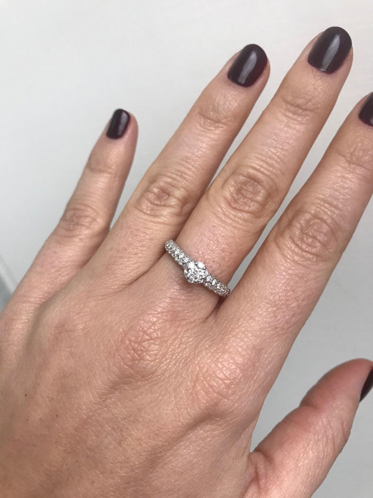 Pave Round Diamond Gold Ring at 1stDibs