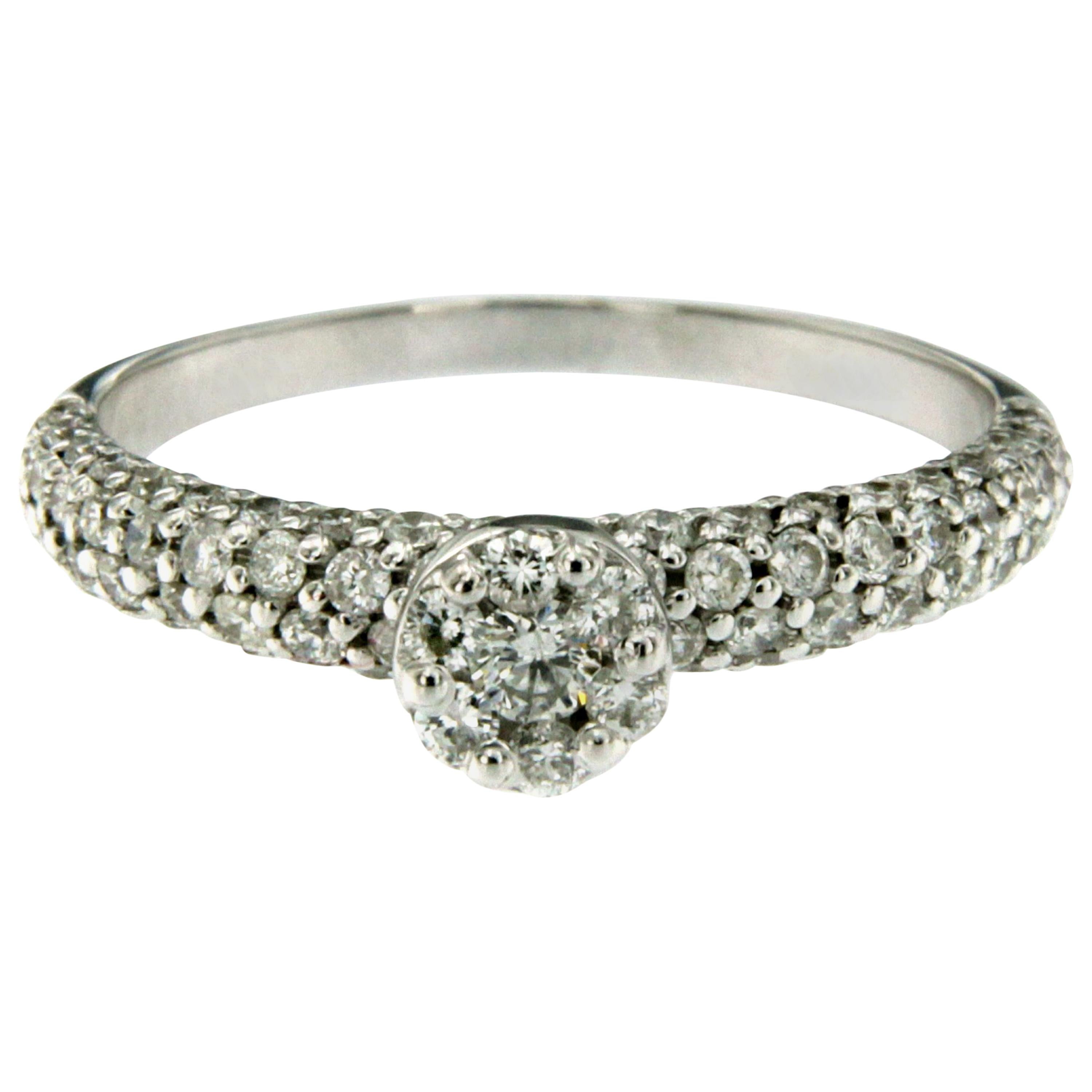 Pave Round Diamond Gold Ring at 1stDibs