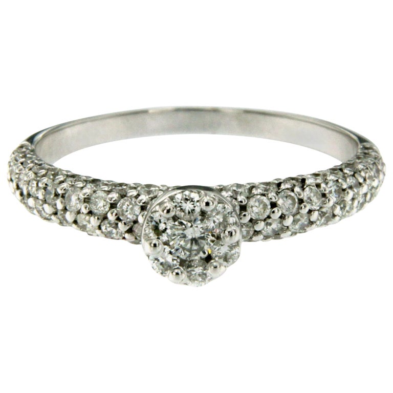 Pave Round Diamond Gold Ring at 1stDibs