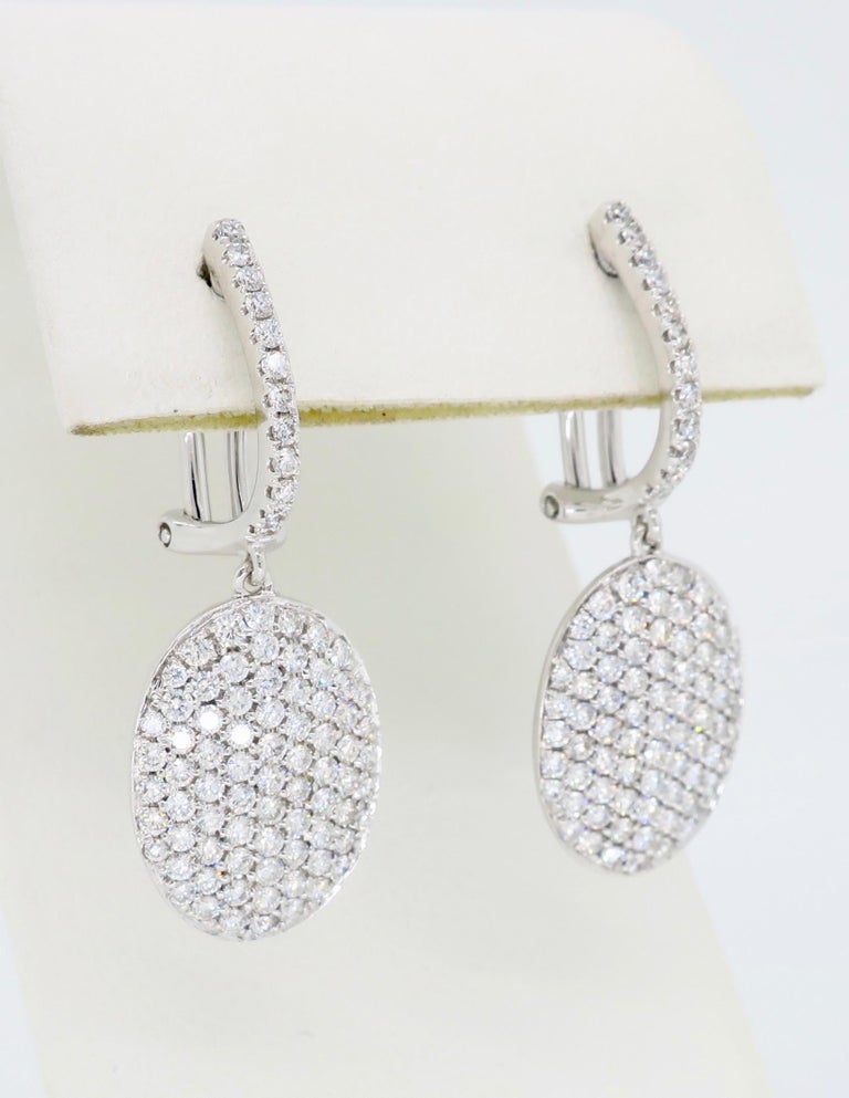 Pavé Set Diamond Dangle Earrings in 18 Karat White Gold at 1stDibs