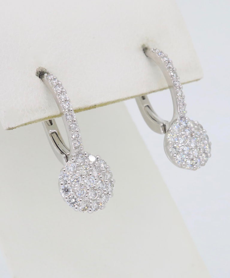 Pave Set Diamond Drop Earrings at 1stDibs