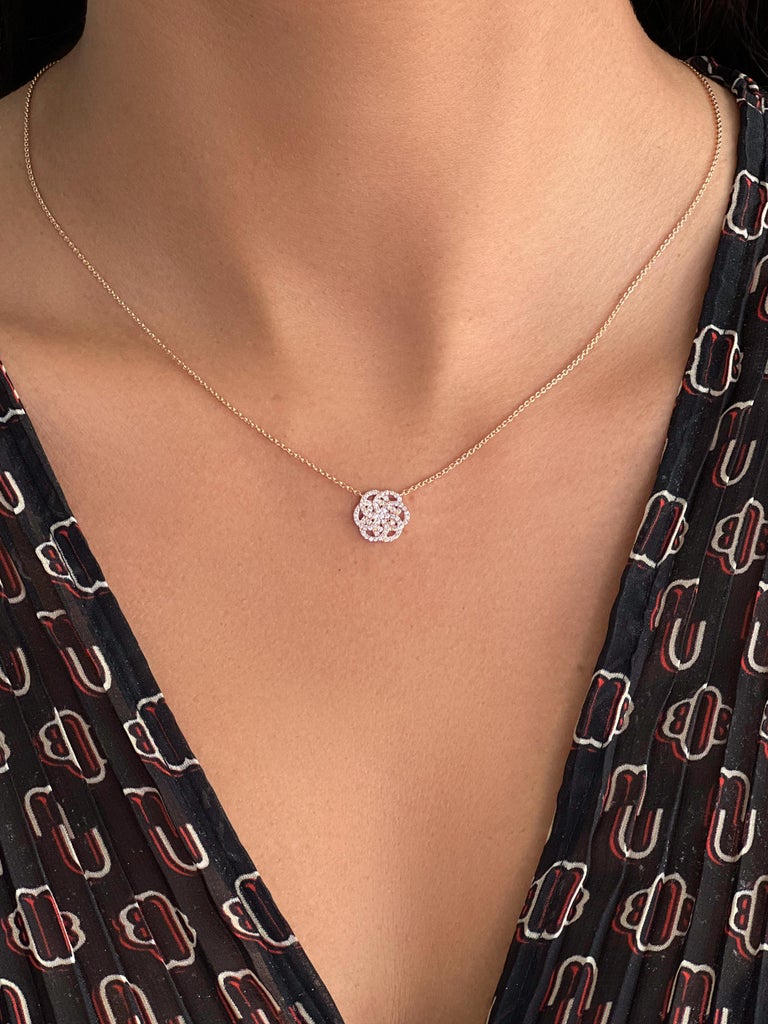 Pave Set Diamond Flower of Life Pendant in 18k Rose Gold For Sale at ...