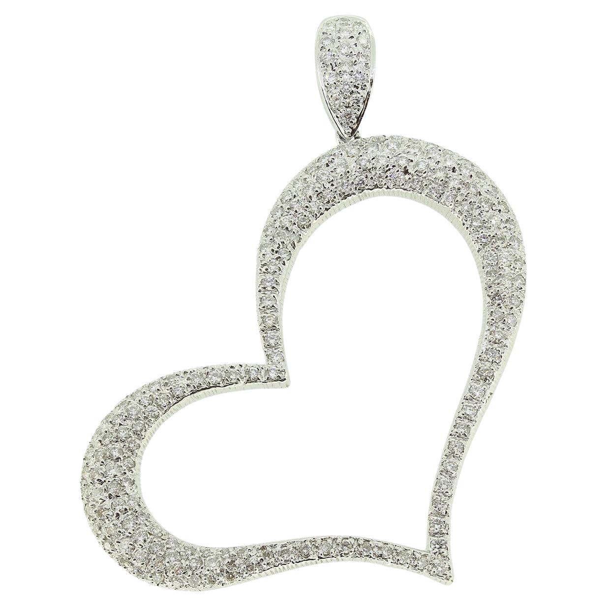 Pavé Set Diamond Heart Pendant For Sale at 1stDibs