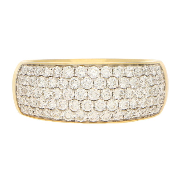 Pave Set Diamond Ring in 18 Carat Yellow Gold 1.10ct For Sale at 1stDibs