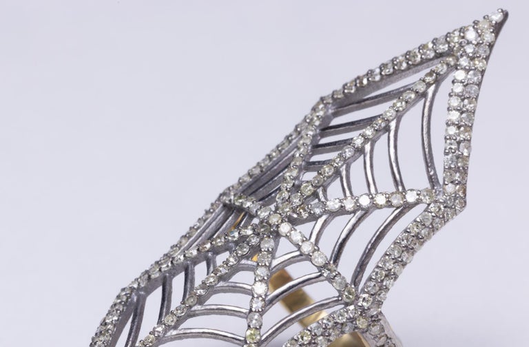 Pave`, Set Diamonds in Spider Web Motif For Sale at 1stDibs