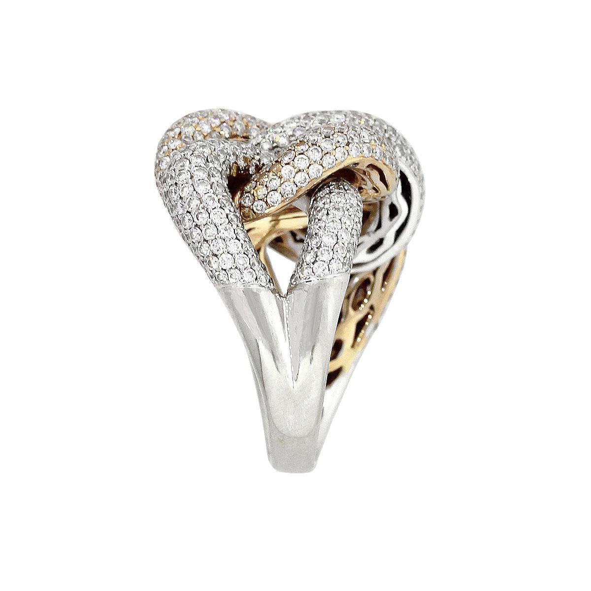 Pave Set Round Cut Diamond Interlocking Link Ring at 1stDibs