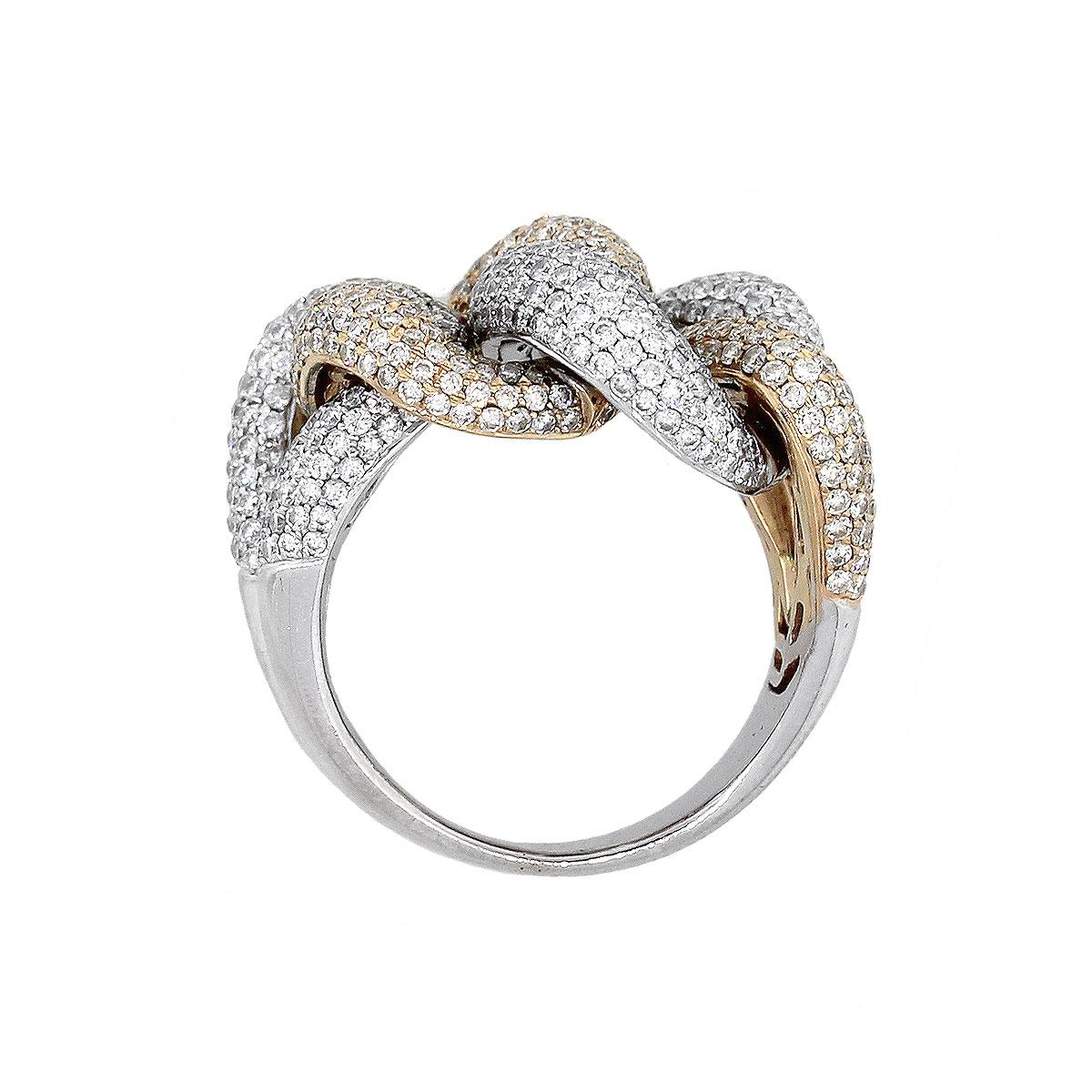 Pave Set Round Cut Diamond Interlocking Link Ring at 1stDibs