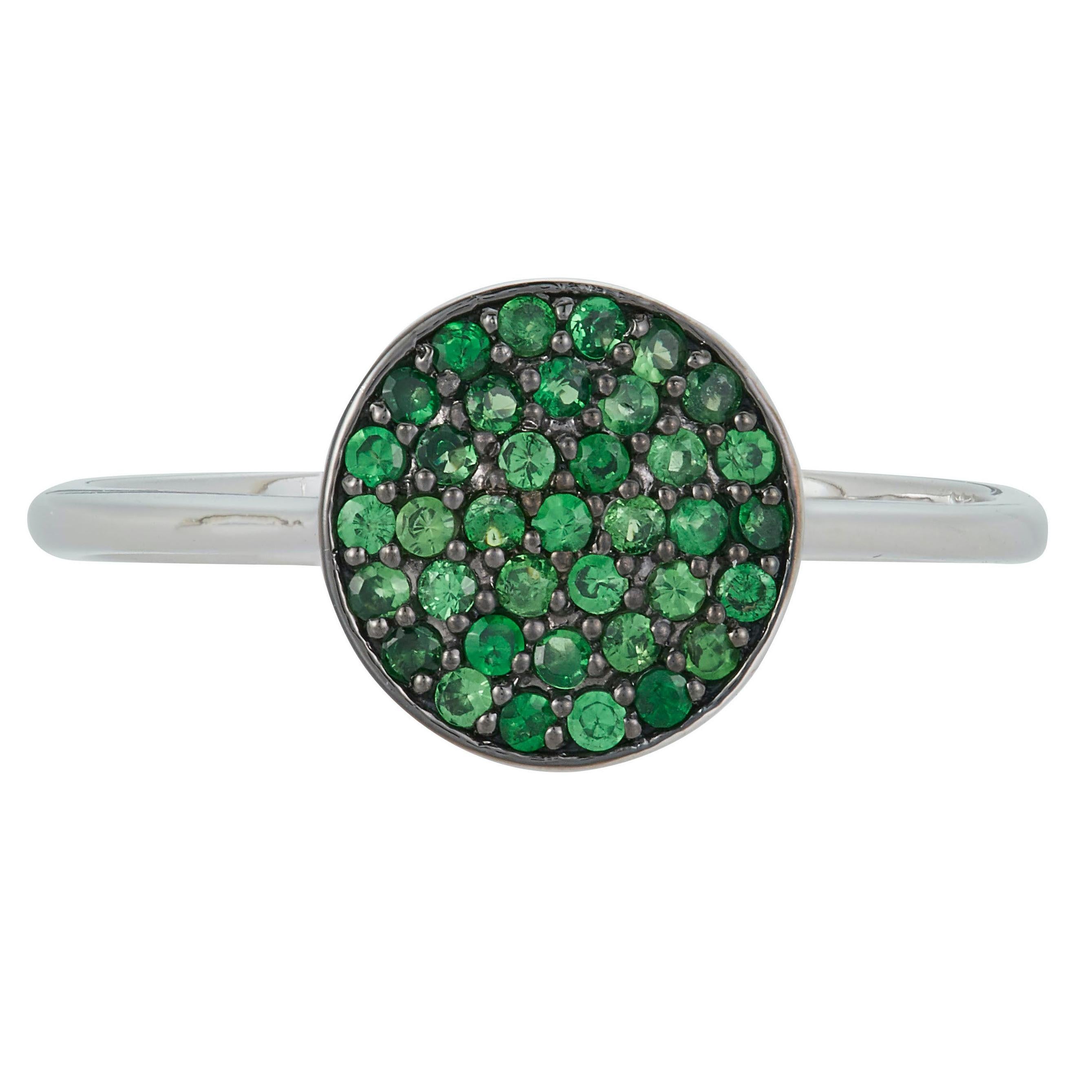 Tsavorite Fashion Ring with Trillion Diamonds For Sale at 1stDibs