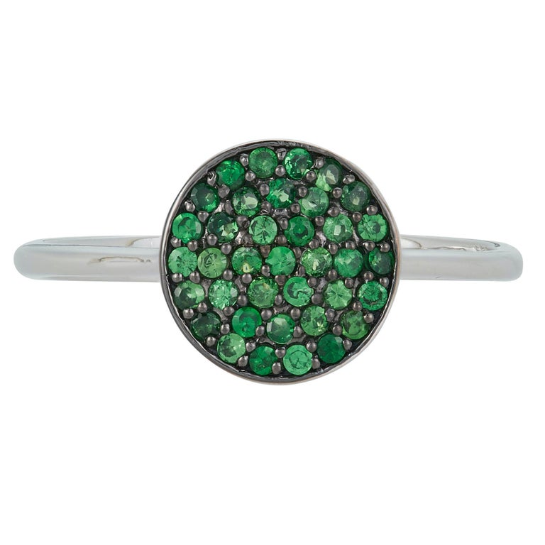 Pave Tsavorite Disc Cluster Illusion Fashion Ring 14 Karat Gold Black ...