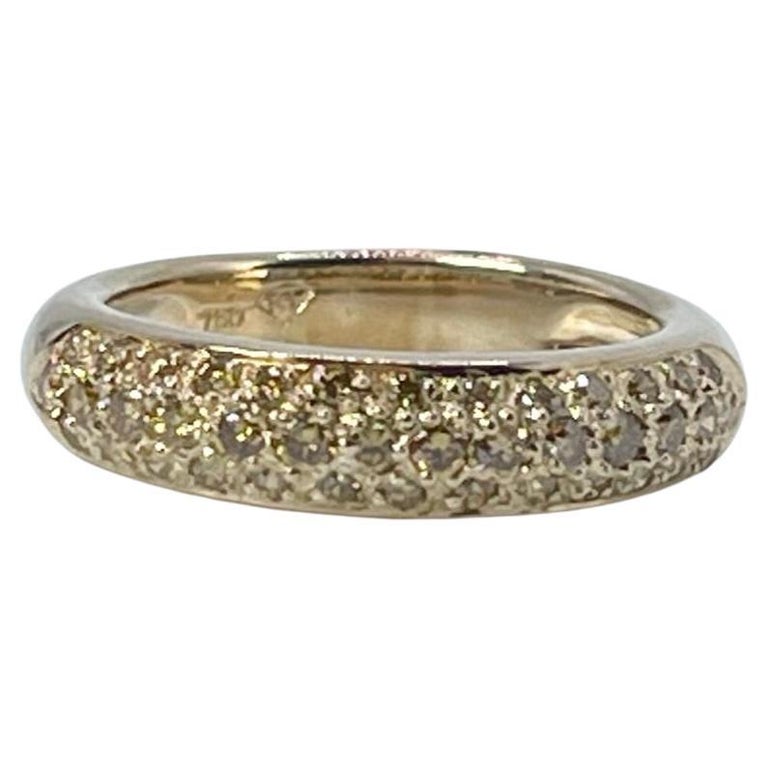 Pave Yellow Diamond Ring 18KT 0.60ct Fancy Yellow Diamond Band Marriage ...