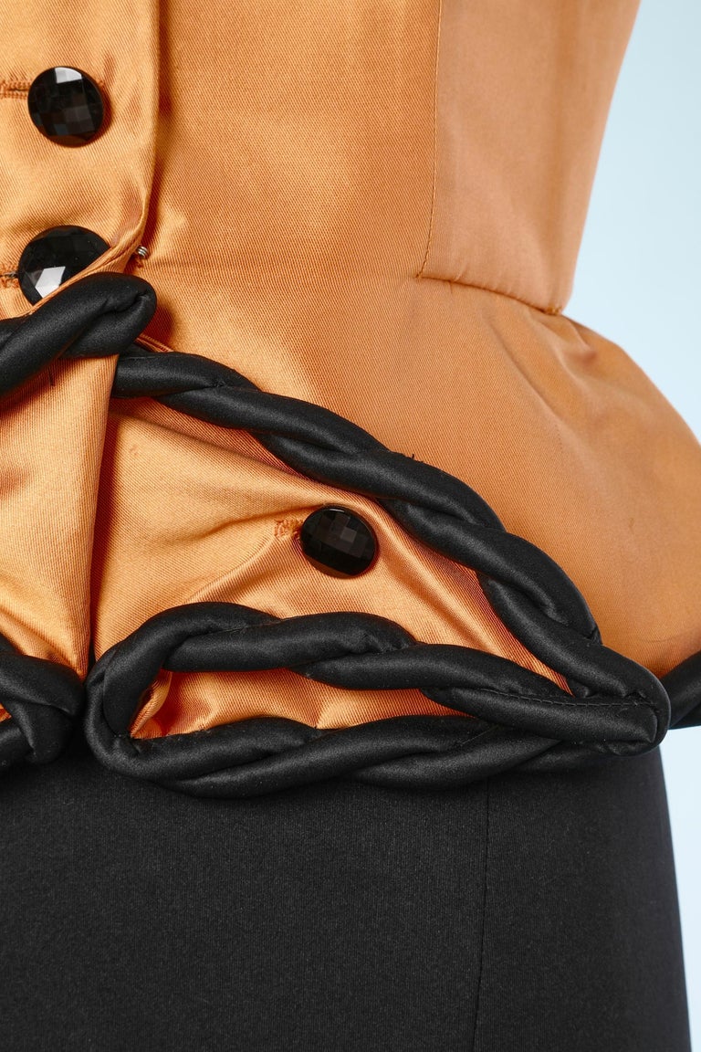 Peach and black silk bustier For Sale at 1stDibs