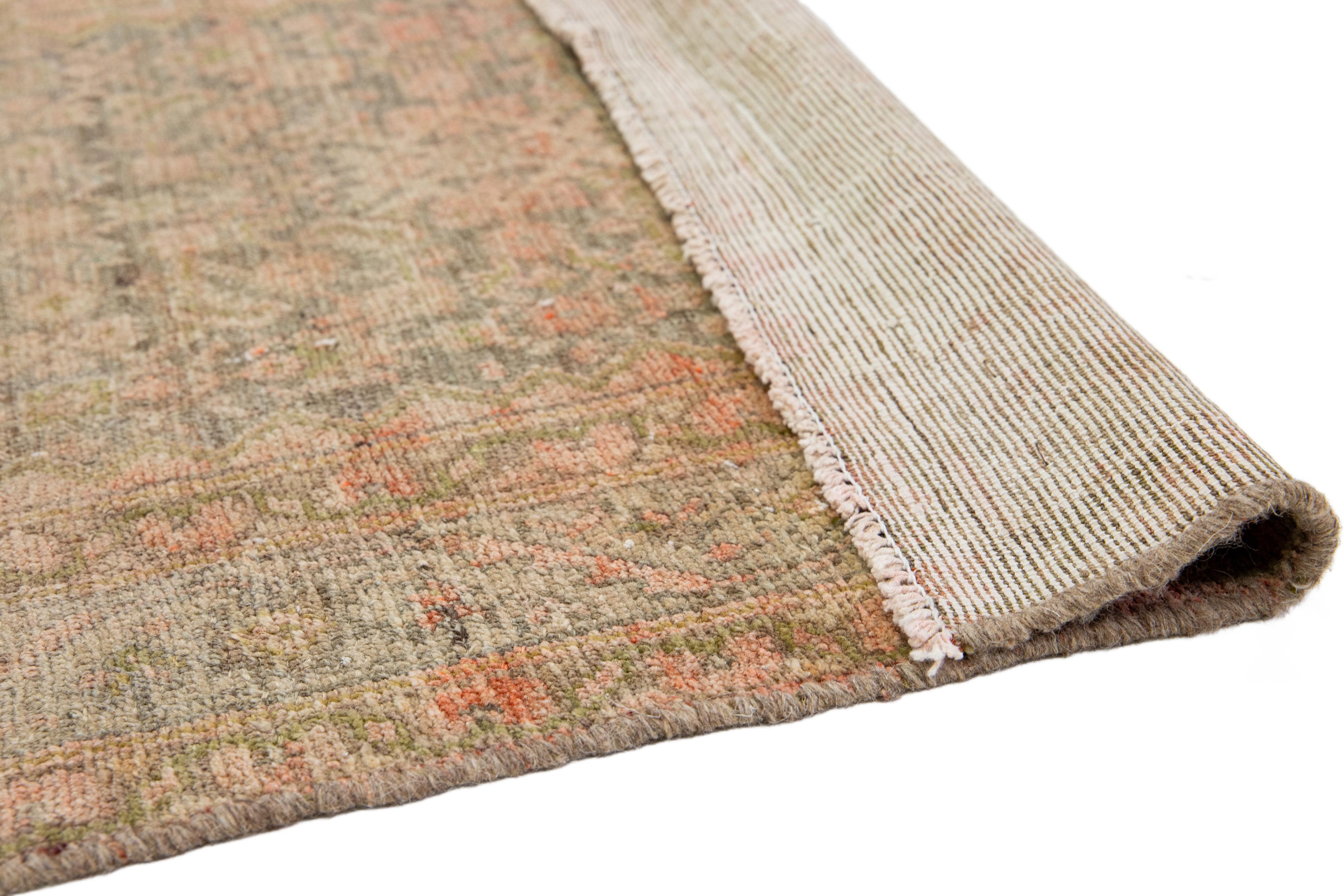 Peach Antique Malayer Wool Runner Handmade With Allover Pattern at 1stDibs