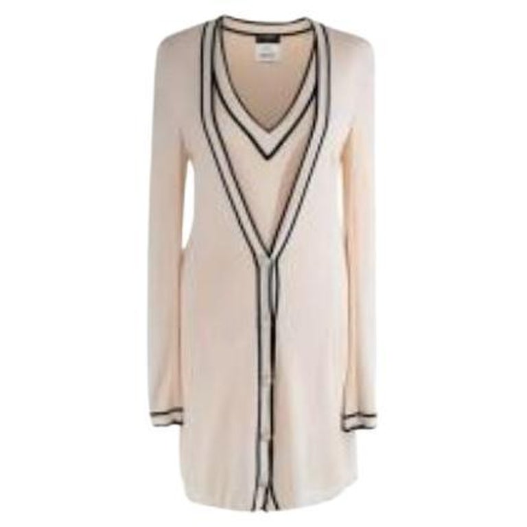 Peach Fine Knit Longline Twin-Set For Sale at 1stDibs