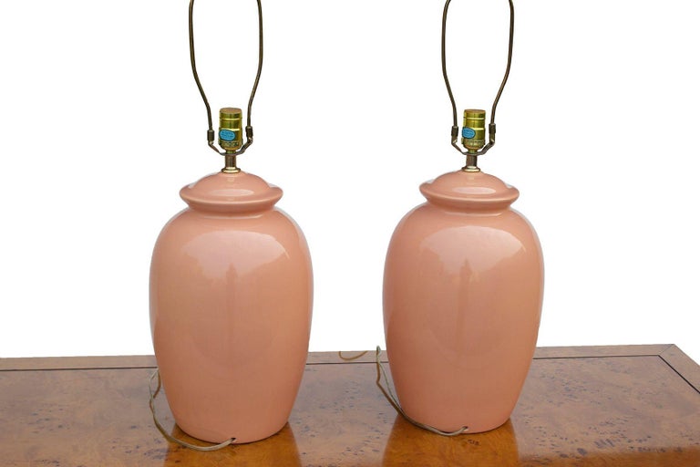 Peach Ginger Jar Ceramic Table Lamps For Sale at 1stDibs